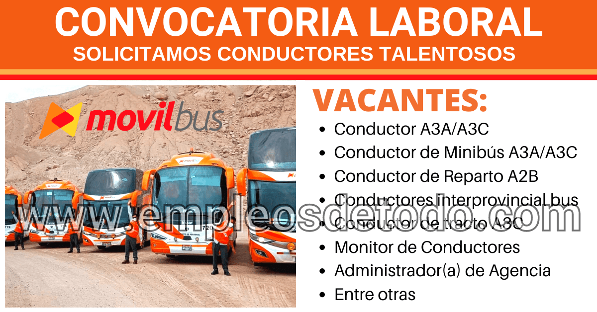 Oferta de empleo en MOVIL BUS: conoce todos los detalles y postula ...